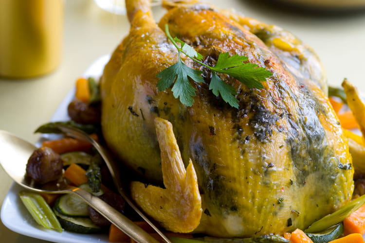 Recette de Poularde fermière label rouge en habit d'herbes