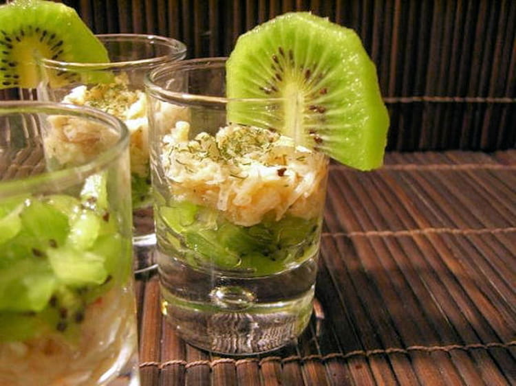 Recette de Verrines au crabe et au kiwi : la recette facile