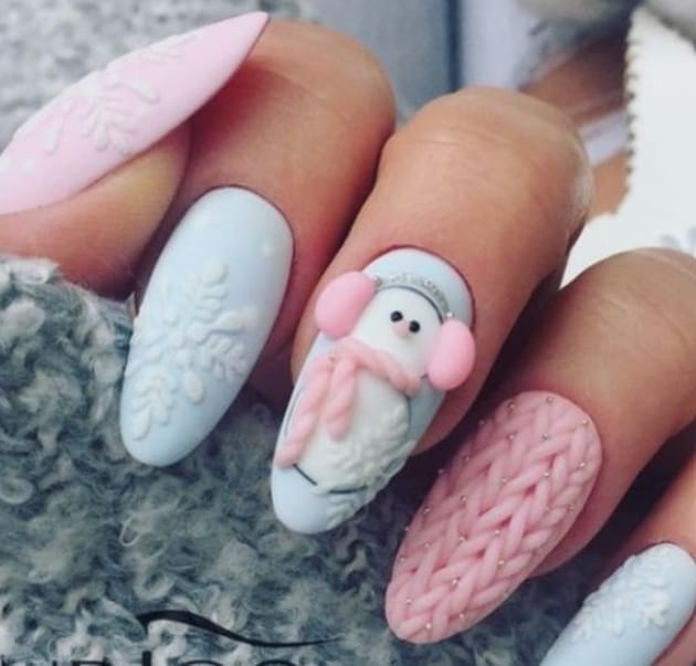 Nail art ongles effet pull tricoté