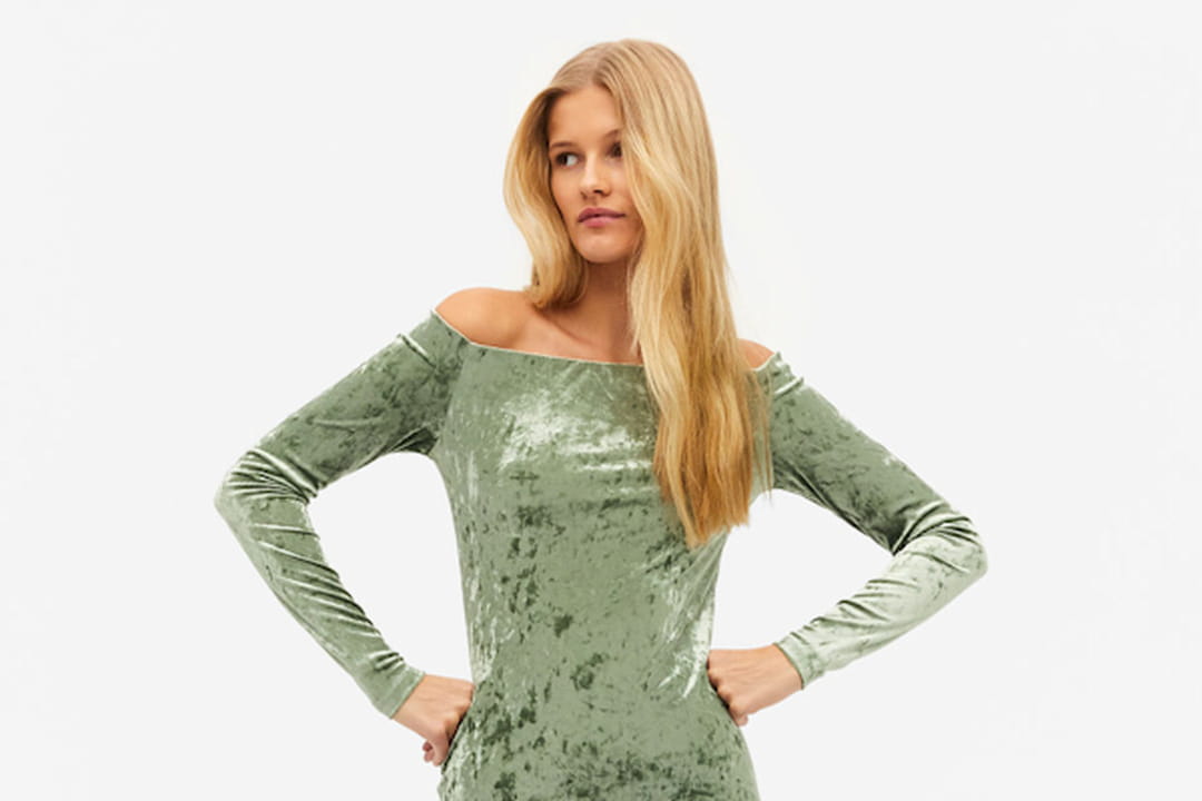 Robe en velours vert