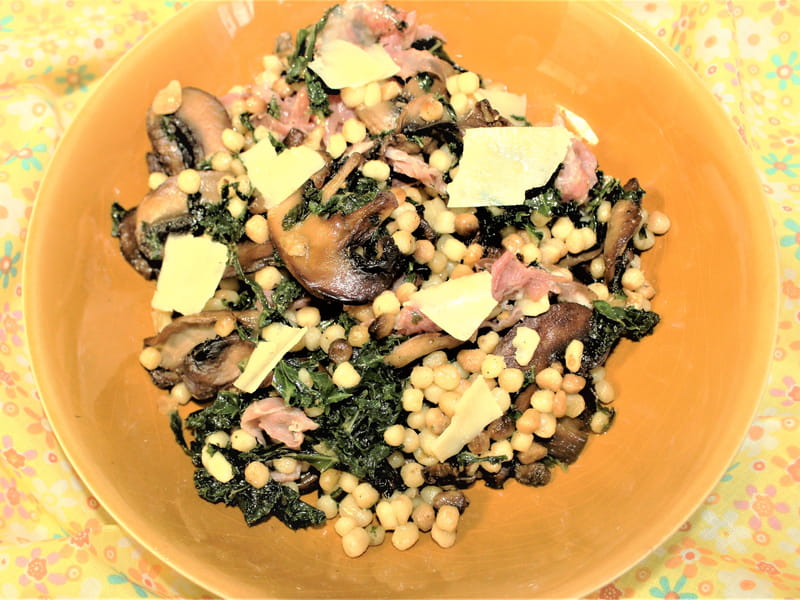 Recette de Fregola sarde aux champignons et roquette