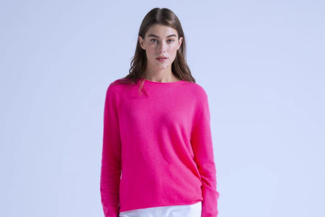 Pull en cachemire rose fluo