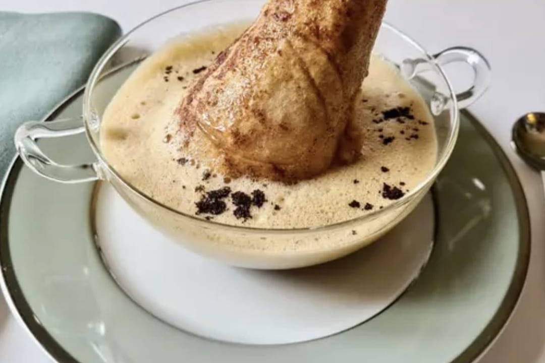 Poires rôties, sabayon au café