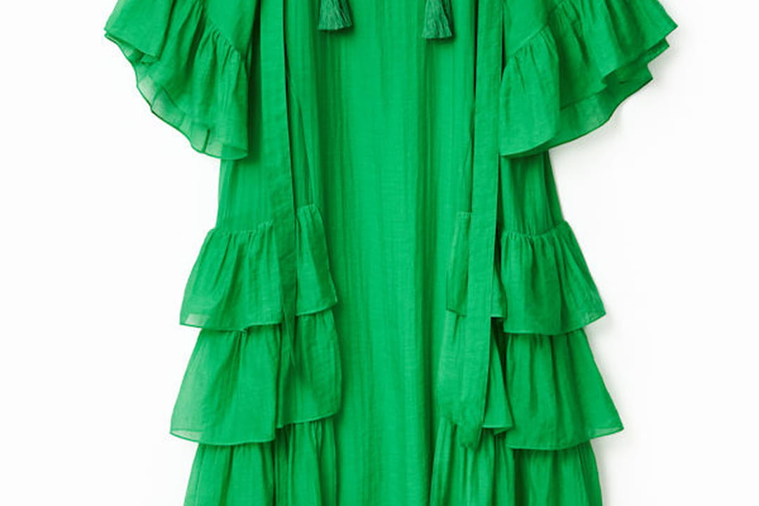 Robe verte fluide à volants