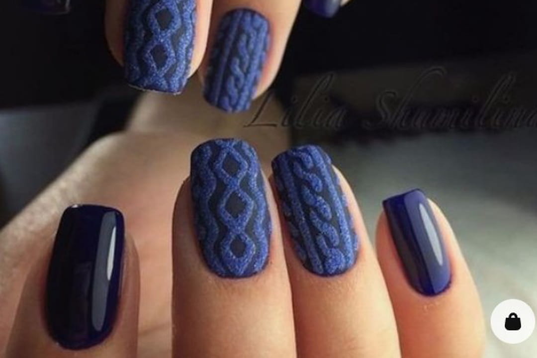 Nail art ongles effet pull indigp