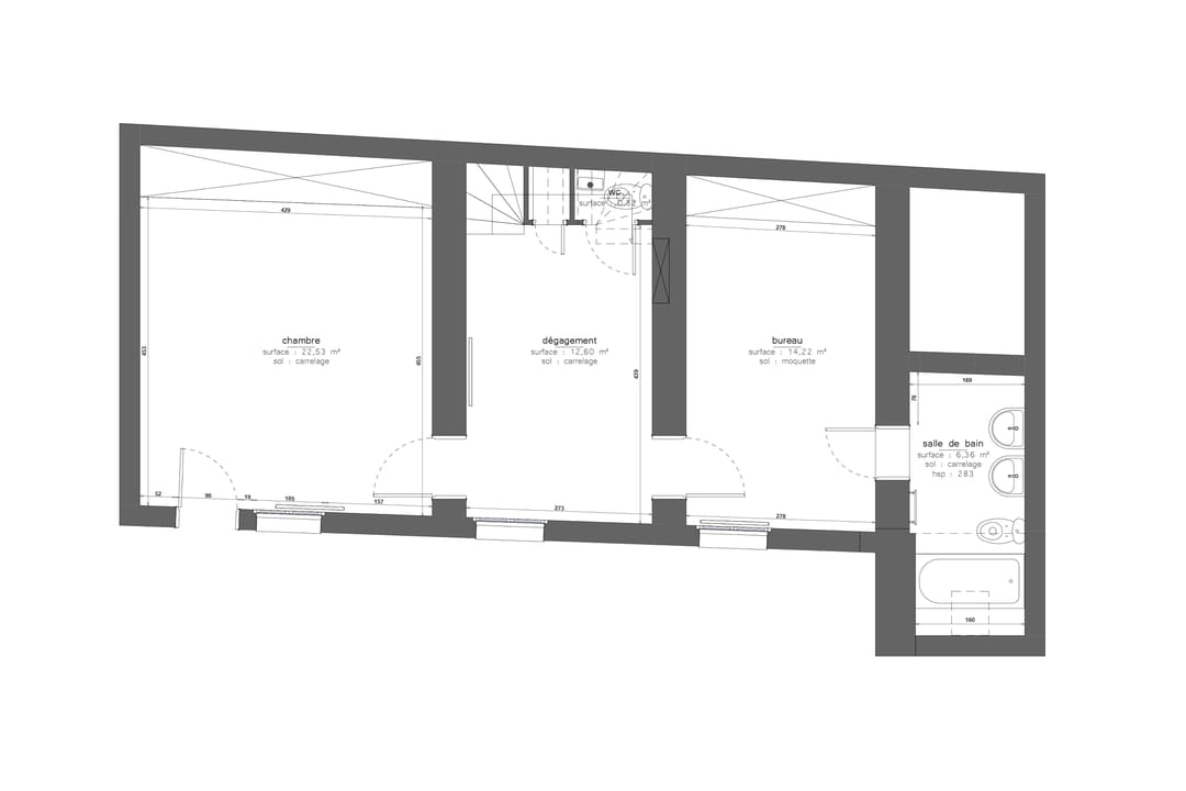 Le plan du sous-sol avant travaux
